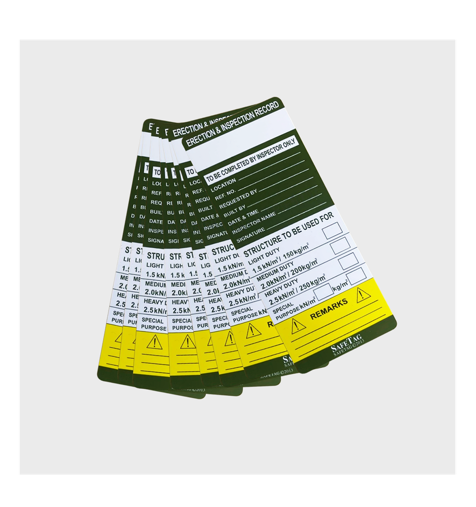 Scaff-tag Inspection Record Insert - Available for Same Day Dispatch